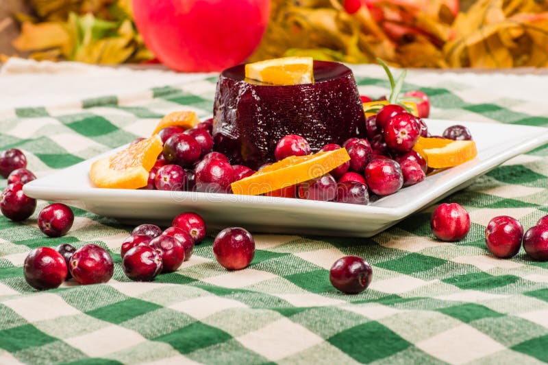 Whole Cranberries and Plate with Cranberry Sauce Stock Image - Image of ...