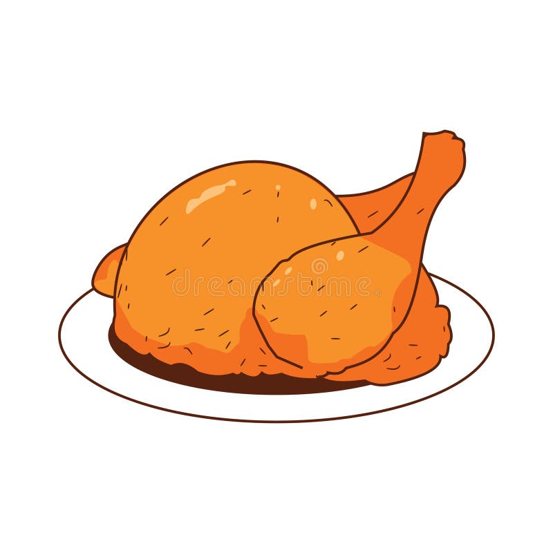 Whole Crispy Fried Chicken Fast Junk Food Vector Illustration Stock ...