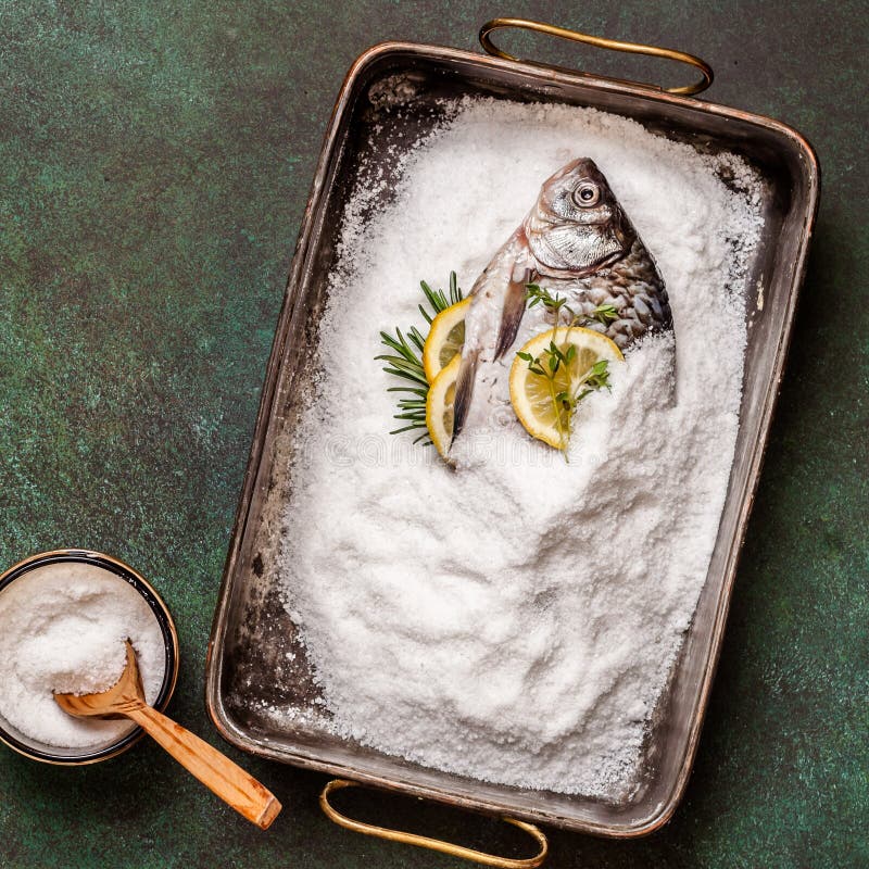 Whole Crucian To Be Baked in Salt Stock Image - Image of baking, salt ...