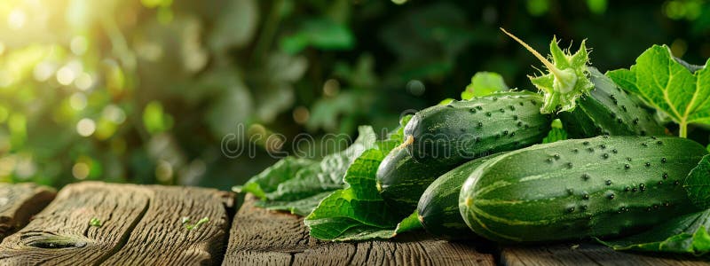 Whole Cucumbers on a Wooden Nature Background Stock Image - Image of ...