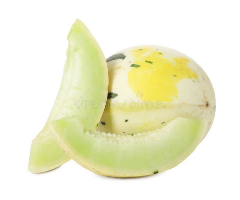 Whole and Cut Fresh Ripe Melons Isolated on White Stock Photo - Image ...