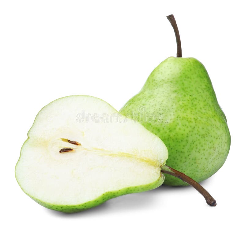 Whole and Cut Fresh Ripe Pears on White Background Stock Photo - Image ...