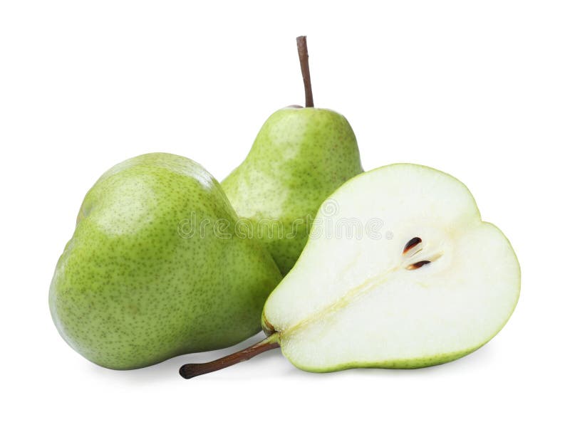 Whole and Cut Fresh Ripe Pears on White Background Stock Image - Image ...