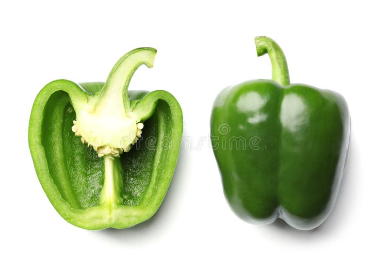 Cut Green Bell Pepper Isolated Stock Photo - Image of vegan, juicy ...