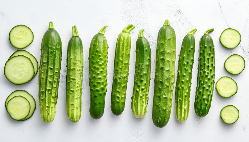 Whole and Cut Long Cucumbers Isolated on White Stock Photo - Image of ...