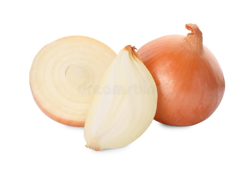 Whole and Cut Onions on White Background Stock Photo - Image of ...