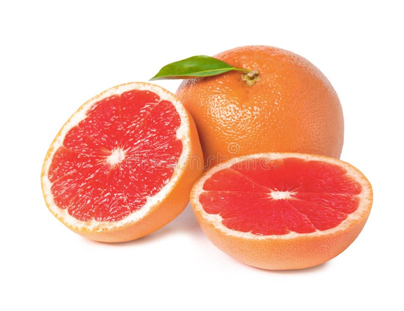 Whole and Cut Ripe Grapefruits Isolated Stock Image - Image of isolated ...