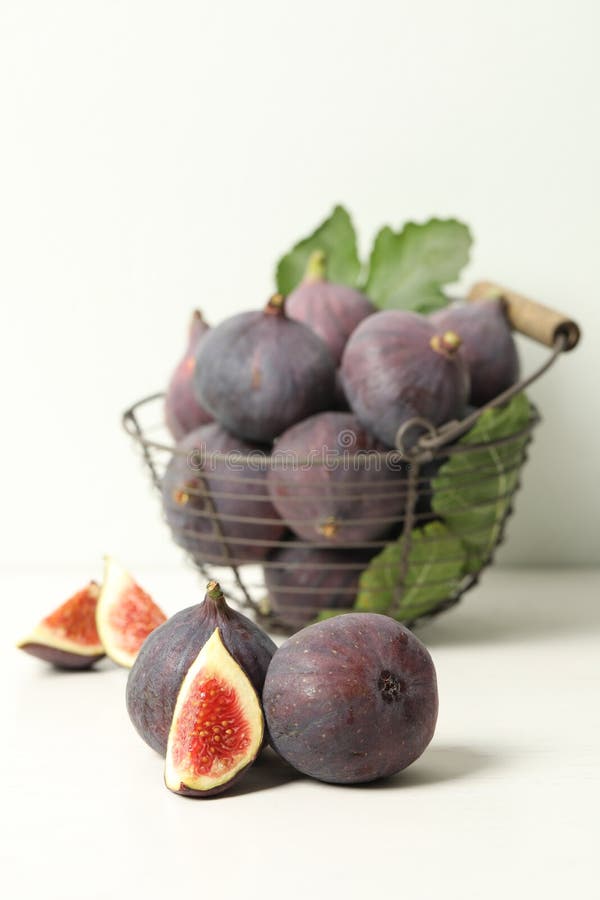 Whole and Cut Tasty Fresh Figs on Table Stock Photo - Image of ...