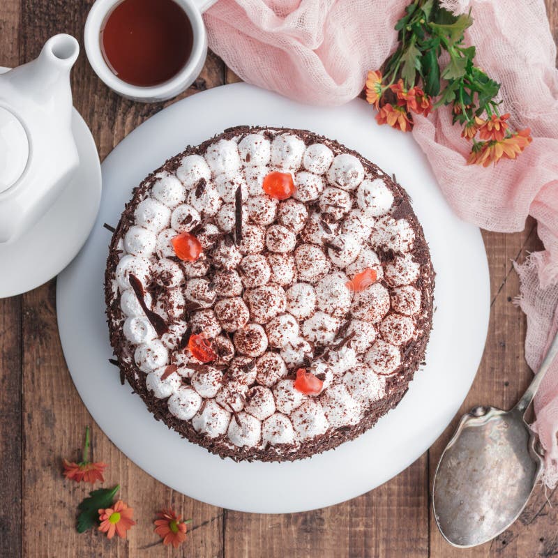 The Whole Delicious Cake Top View Stock Photo - Image of homemade ...