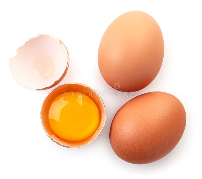 Whole Eggs, Half and Shells on a White Background, Isolated. Top View ...
