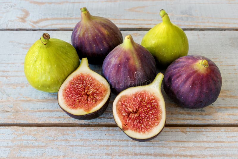 Whole Figs and One Fig Sliced in Half Stock Image - Image of natural ...