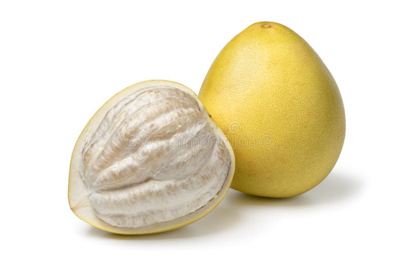 Row of Peeled Pomelo Segments with Opened in Half and Whole Fruit in ...