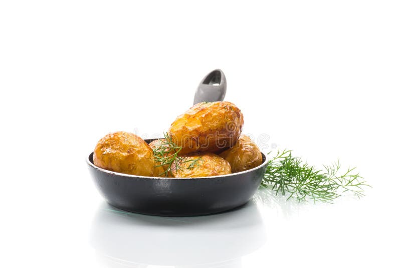 Whole Fried Young Potatoes in a Pan Stock Photo - Image of spring ...