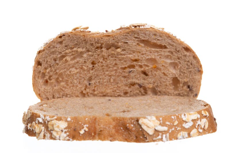 Whole Grain Bread Cut Over White Background Stock Image - Image of dark ...