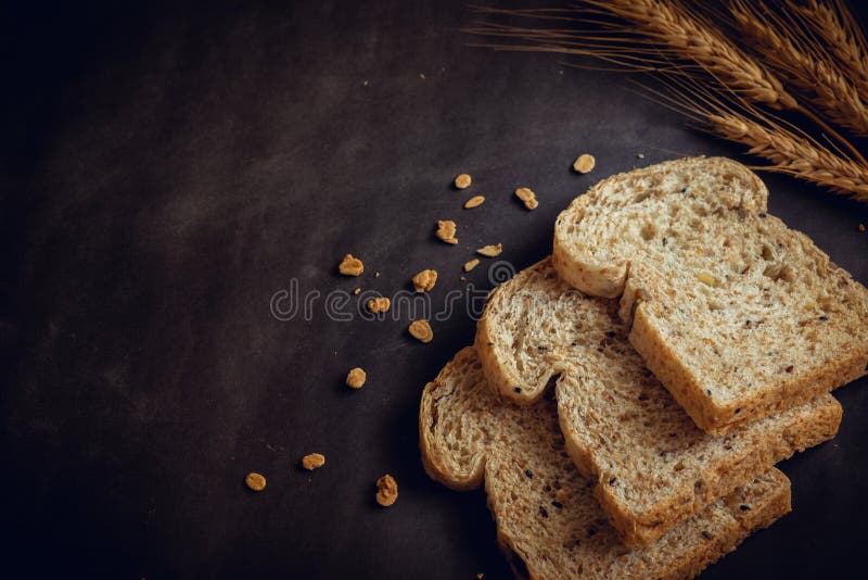 Whole Grain Bread on Dark Background Stock Photo - Image of health ...
