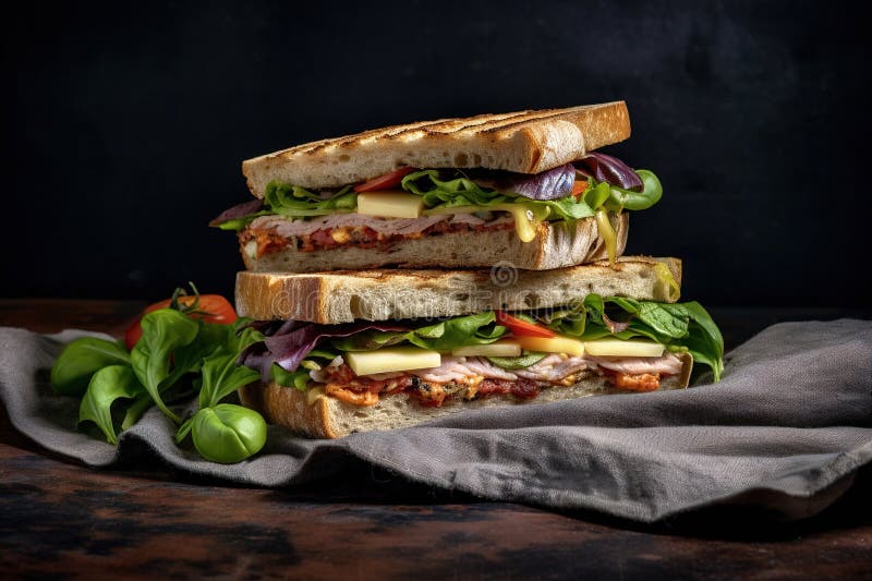 Whole Grain Bread Sandwiches Rustic Style Stock Illustration ...