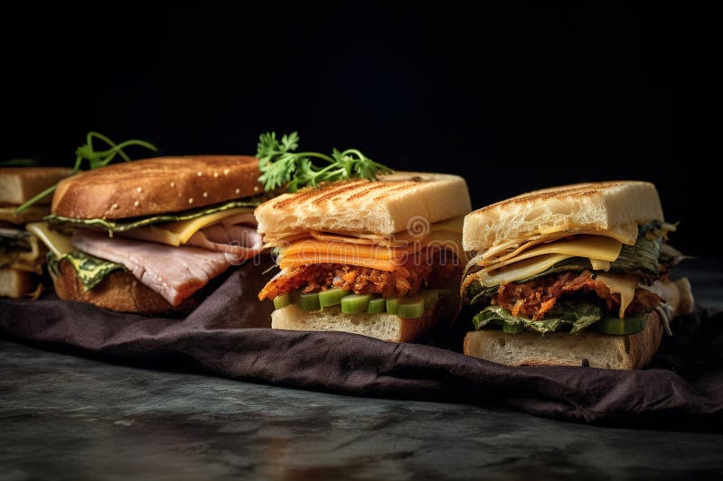 Whole Grain Bread Sandwiches Rustic Style Stock Illustration ...