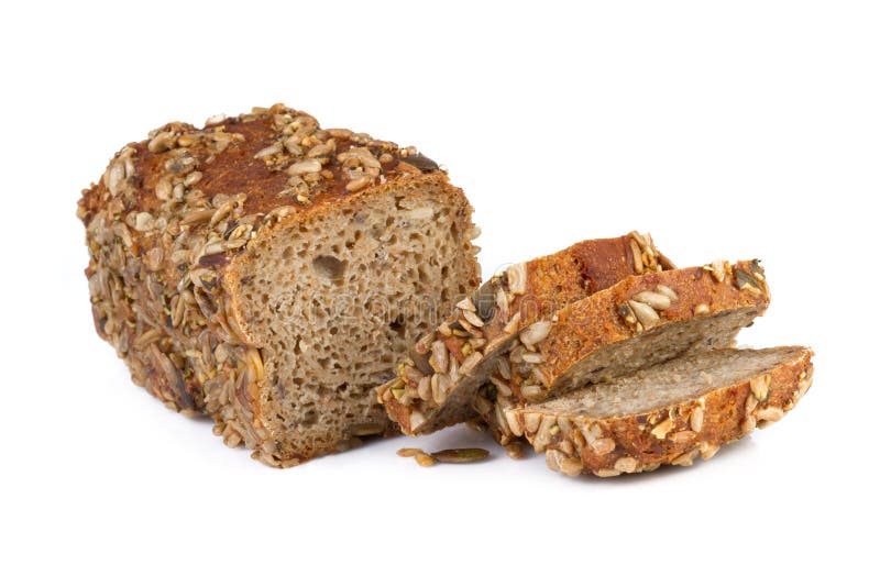 Whole Grain Bread on White Background Stock Photo - Image of baked ...