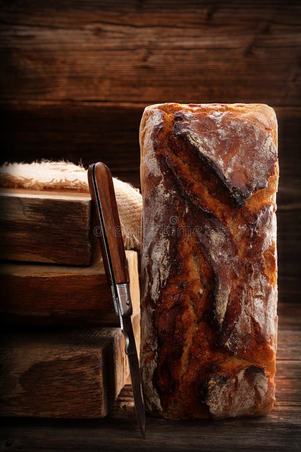 Whole Grain Bread on Wooden Background and Empty Space for Text Stock ...