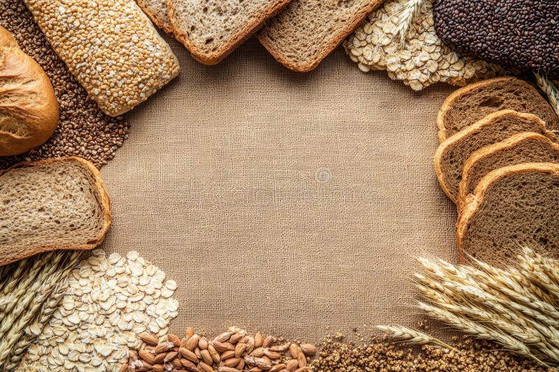 Whole Grain Breads and Cereals with Blank Space Stock Illustration ...
