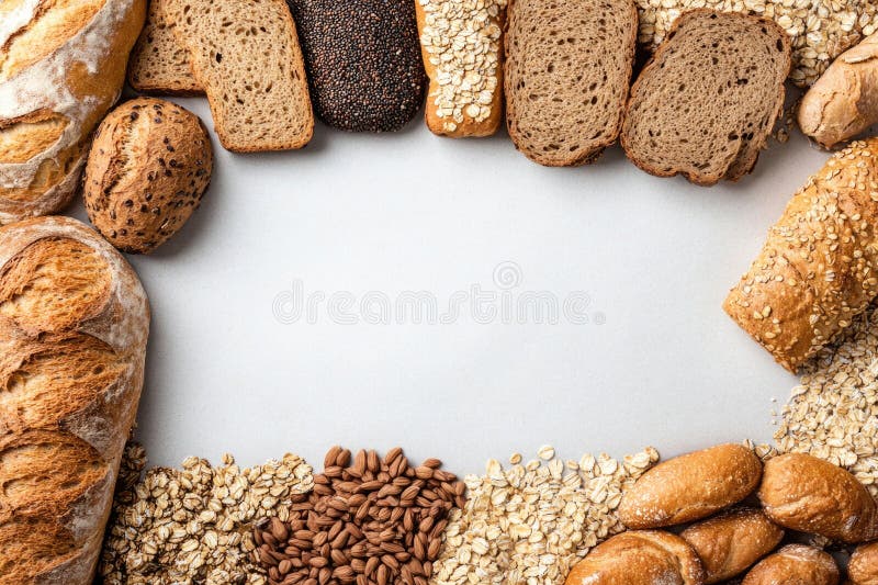 Whole Grain Breads and Cereals with Blank Space Stock Illustration ...