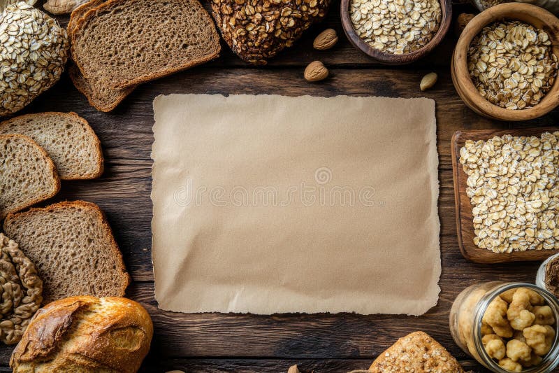 Whole Grain Breads and Cereals with Blank Space Stock Illustration ...
