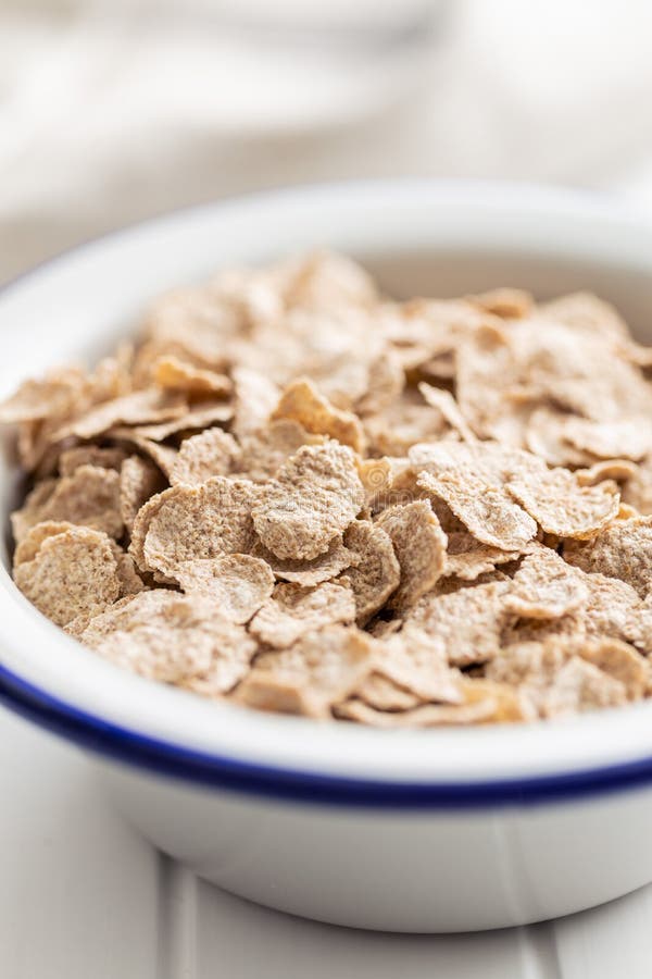Whole Grain Cereal Flakes. Wholegrain Breakfast Cereals in Bowl on ...