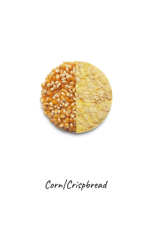Whole Grain Crispbread and Corn Isolated on White Stock Image - Image ...
