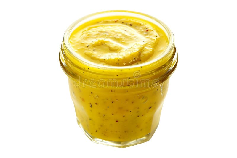 Whole Grain Mustard in Glass Jar Isolated on White Transparent ...