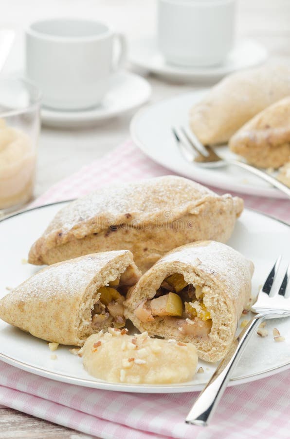 Whole-grain Pies with Apples and Nuts Vertical Stock Photo - Image of ...