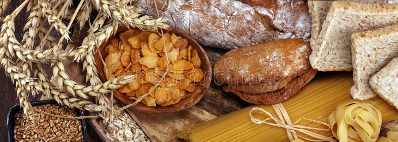 Whole Grain Products with Complex Carbohydrates on Table Stock Photo ...