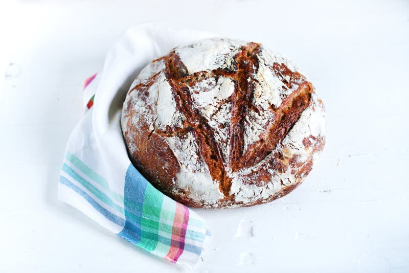 Whole-grain Rye Bread Artisan Loaf Boule, Nordic Sourdough Stock Image ...