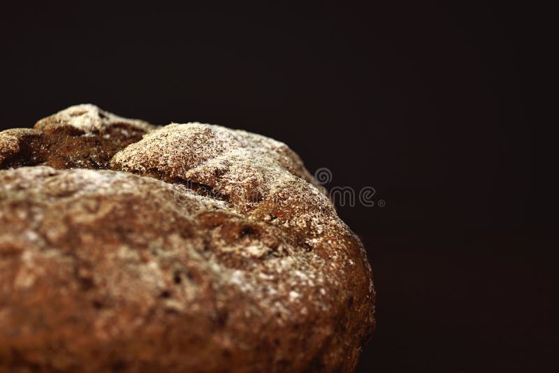 Whole Grain Rye Bread, Isolated on Dark Background. Closeup Stock Image ...