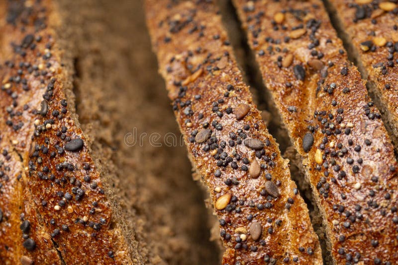 Whole Grain Rye Bread with Seeds Stock Image - Image of loaf, diet ...