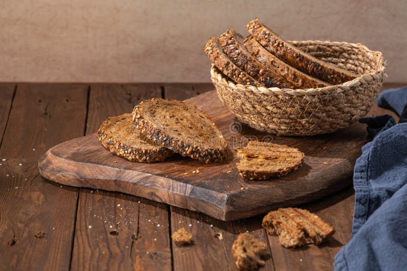 Whole Grain Rye Bread with Seeds on a Wooden Board Stock Image - Image ...