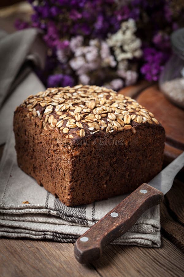 Whole Grain Rye Bread with Seeds. Stock Image - Image of bakery, eating ...