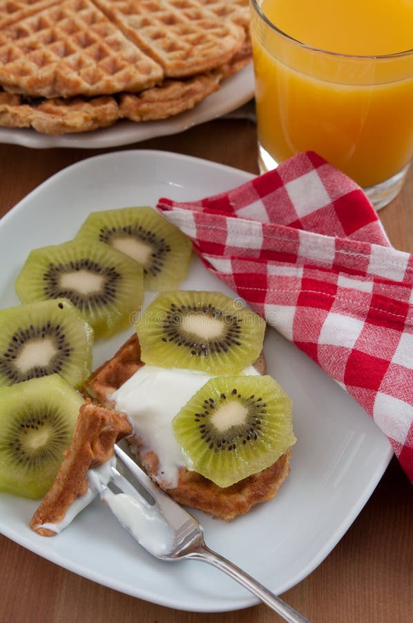 Whole Grain Waffles with Fresh Fruit Stock Image - Image of icing ...