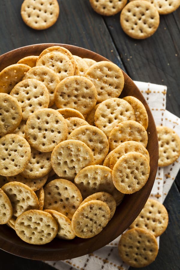 Whole Grain Wheat Round Crackers Stock Image - Image of white, salty ...