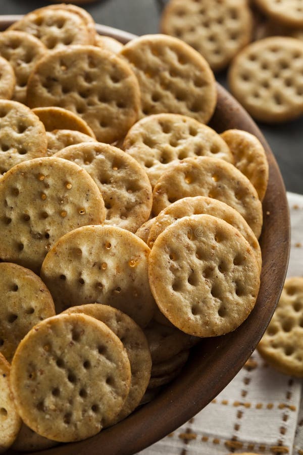 Whole Grain Wheat Round Crackers Stock Image - Image of appetizer ...