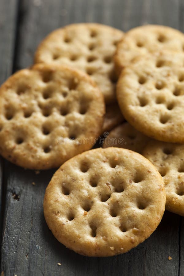 Whole Grain Wheat Round Crackers Stock Photo - Image of delicious, salt ...