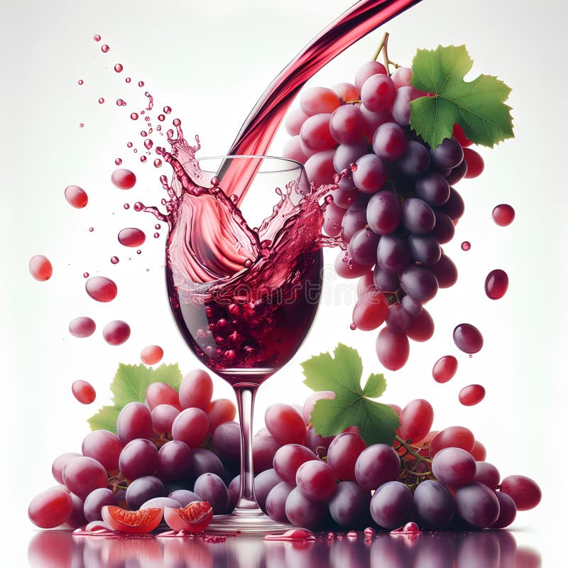 Whole Grapes Falling into a Glass of Grape Juice Beautiful Splash of ...