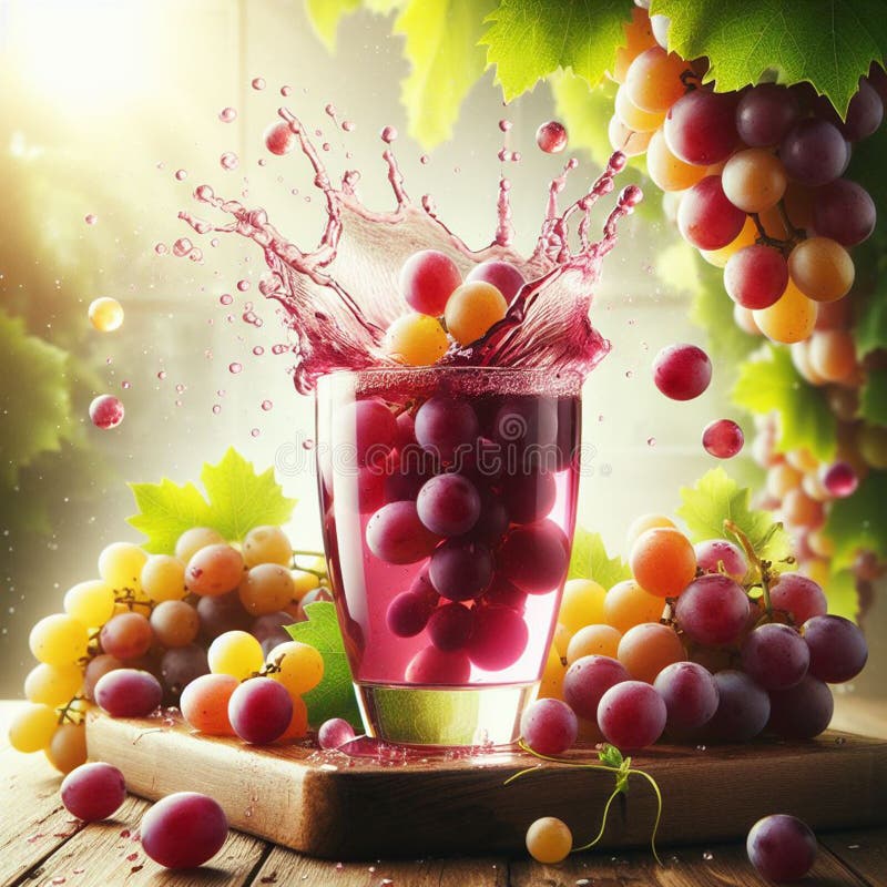 Grapes Falling in Water with Splash on Black Background, AI Generate ...