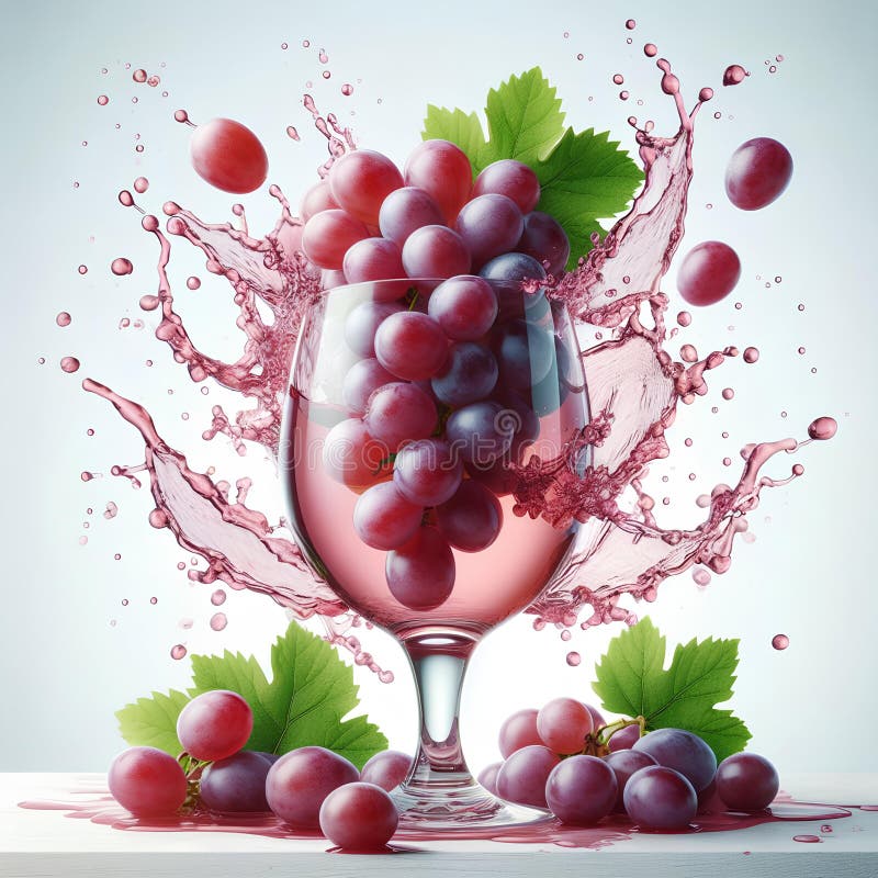 Whole Grapes Falling into a Glass of Grape Juice Beautiful Splash of ...
