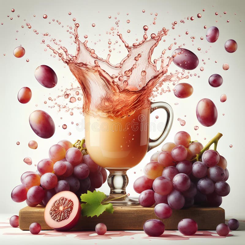 Grapes Falling in Water with Splash on Black Background, AI Generate ...