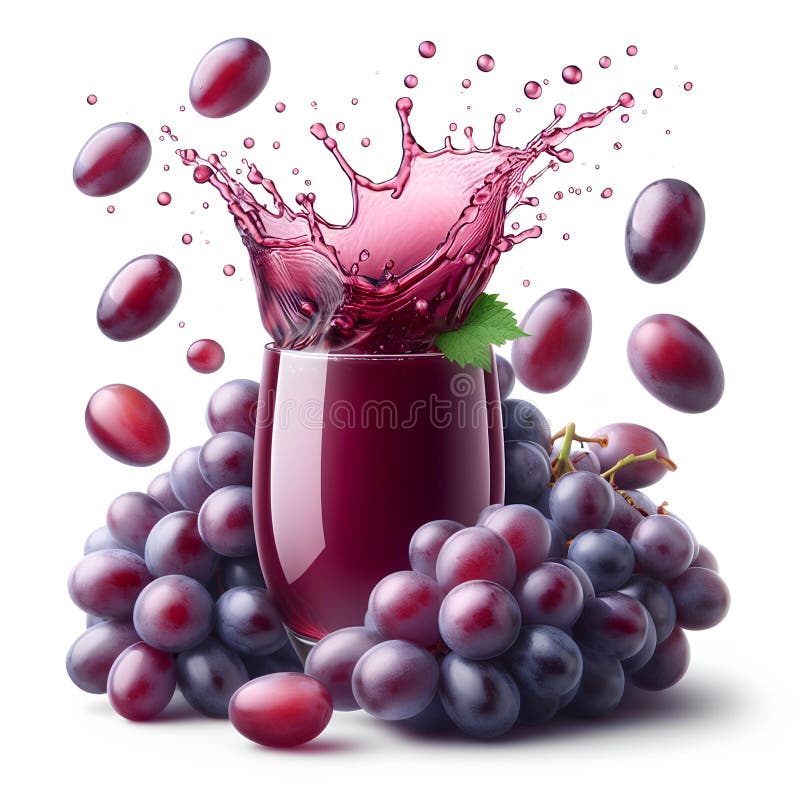 Whole Grapes Falling into a Glass of Grape Juice Beautiful Splash of ...
