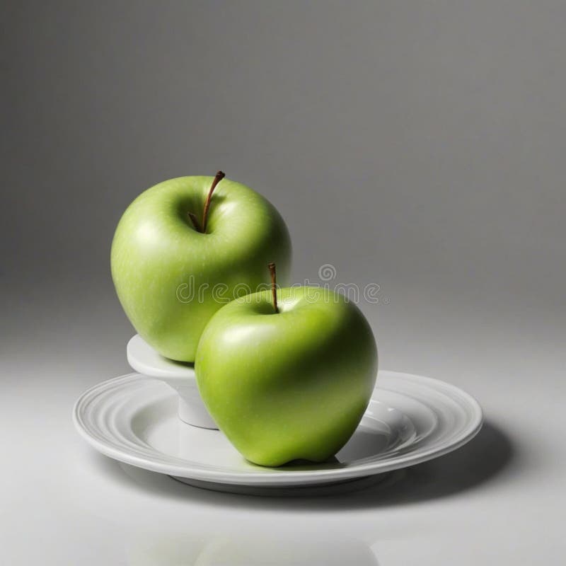 Whole Green Apple on a Plate Stock Photo - Image of juice, ripe: 324997976