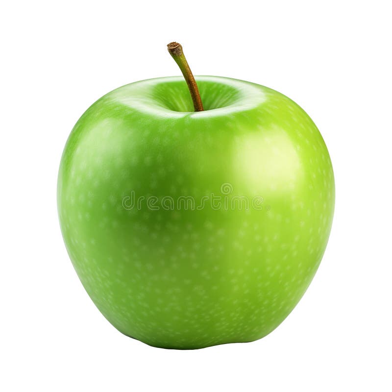 Whole Green Apple with Stem, Nature S Perfect Snack Stock Illustration ...