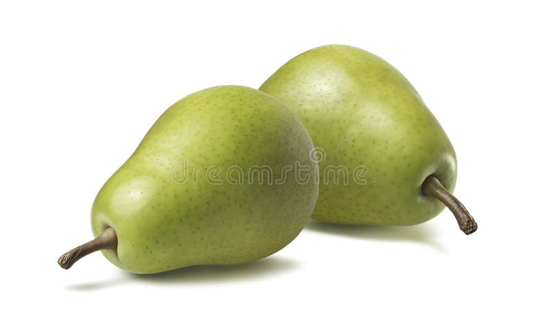 Two Green Pears Whole Half on White Background Stock Photo - Image of ...