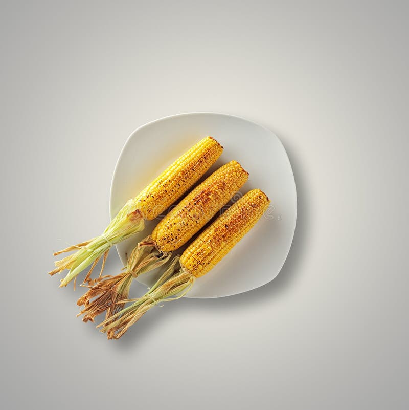 Whole Grilled Corn on a Plate Stock Photo - Image of grilled, vegetable ...