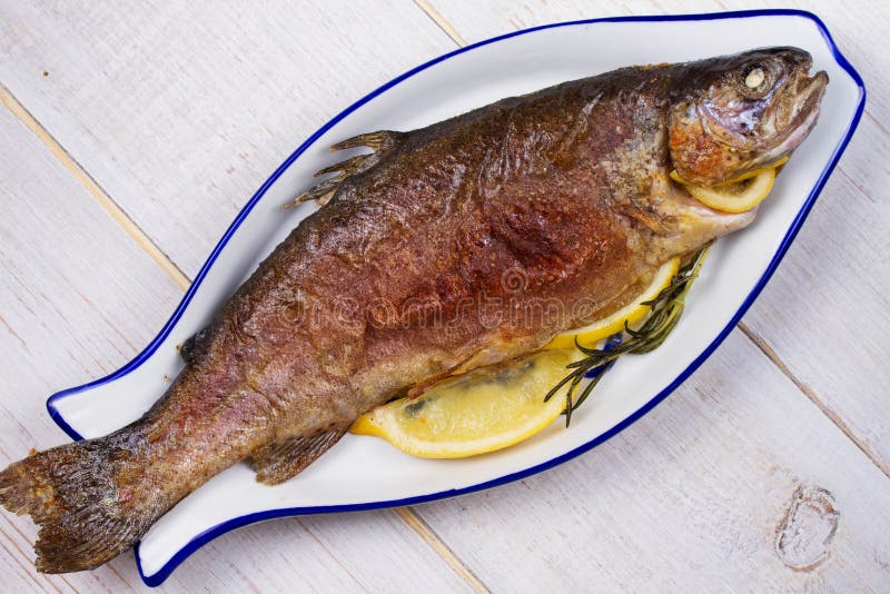 Whole Grilled Trout. View from Above, Top Studio Shot. Stock Image ...